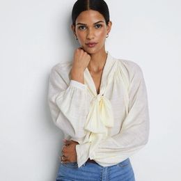 LANDS' END Schluppenbluse mit Ballon&auml;rmeln, Damen,  Wei&szlig;, Nylon/Viskose, by Lands' End