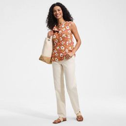 LANDS' END Straight Fit Jeans High Waist, Damen,  Wei&szlig;, Baumwoll-Mischung/Polyester-Mischung, by Lands' End