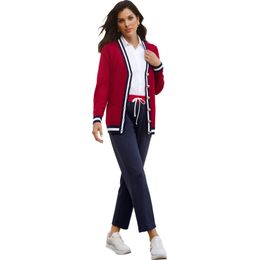 Damen Strickjacke rot-marine, Gr&ouml;&szlig;e 54