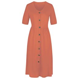 WITT Damen Baumwollkleid mit Knopfleiste, papaya, Gr&ouml;&szlig;e 50