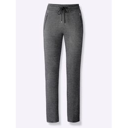 WITT Damen Jogg Pants mit Glanzgarnen, schwarz-silberfarben-gemustert, Gr&ouml;&szlig;e 38