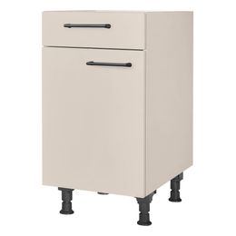 Unterschrank Nobilia "MIAMI", Ausrichtung w&auml;hlbar, vormontiert, in den Breiten 30, 45 und", front: sand korpus: sand, B:45cm H:87cm T:58,3cm, Schr&auml;nke, Unterschrank, 60 cm Breite, mit h&ouml;henverstellbaren Sockelf&uuml;&szlig;en, vormontiert