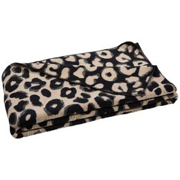 Dieter Knoll Collection Dieter Knoll Wohndecke Leo, Schwarz, Taupe, Textil, Animalprint, 150x200 cm, pflegeleicht, Wohntextilien, Decken, Kuscheldecken