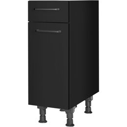 Unterschrank Nobilia "MIAMI", Ausrichtung w&auml;hlbar, vormontiert, in den Breiten 30, 45 und", front: schwarz supermatt korpus: schwarz, B:30cm H:87cm T:58,3cm, Schr&auml;nke, Unterschrank, 60 cm Breite, mit h&ouml;henverstellbaren Sockelf&uuml;&szlig;en, vormontiert