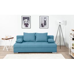 Schlafsofa Collection AB "Tania, B: 194 cm, Liegel. 140x194 cm", blau, B:194cm H:70cm T:90cm, 100%Polyester, Sofas, Schlafsofa, komfortabler Sitzkomfort: Federkern-Polsterung, inklusive R&uuml;ckenkissen