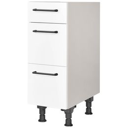 Unterschrank Nobilia "MIAMI", vormontiert, mit h&ouml;henverstellbaren Sockelf&uuml;&szlig;en, in den", front: schwarzbeton korpus: seidengrau, B:30cm H:87cm T:58,3cm, Schr&auml;nke, Unterschrank, Breiten 30, 45, 60 und 90 cm, mit Schubkasten und Ausz&uuml;gen