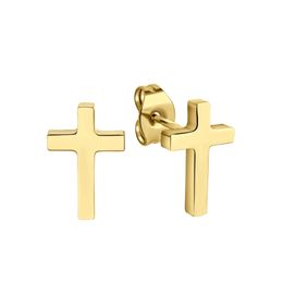 Paar Ohrstecker Firetti "Schmuck Geschenk Ohrschmuck Kreuz", gold (gelbgoldfarben), Ohrringe, Damen, Edelstahl