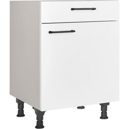 Unterschrank Nobilia "MIAMI", Ausrichtung w&auml;hlbar, vormontiert, in den Breiten 30, 45 und", front: seidengrau korpus: seidengrau, B:60cm H:87cm T:58,3cm, Schr&auml;nke, Unterschrank, 60 cm Breite, mit h&ouml;henverstellbaren Sockelf&uuml;&szlig;en, vormontiert