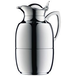 Alfi Isolierkanne Juwel, Silber, Metall, 1,0 L, doppelwandig, lebensmittelecht, Glaskolben, h&auml;lt warm, kalt, schadstofffrei, Einhandbedienung, Kaffee & Tee, Kannen, Thermoskannen