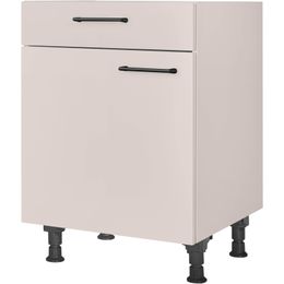 Unterschrank Nobilia "MIAMI", Ausrichtung w&auml;hlbar, vormontiert, in den Breiten 30, 45 und", front: sand korpus: sand, B:60cm H:87cm T:58,3cm, Schr&auml;nke, Unterschrank, 60 cm Breite, mit h&ouml;henverstellbaren Sockelf&uuml;&szlig;en, vormontiert