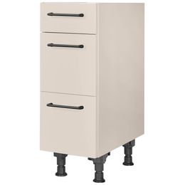 Unterschrank Nobilia "MIAMI", vormontiert, mit h&ouml;henverstellbaren Sockelf&uuml;&szlig;en, in den", front: sand korpus: sand, B:30cm H:87cm T:58,3cm, Schr&auml;nke, Unterschrank, Breiten 30, 45, 60 und 90 cm, mit Schubkasten und Ausz&uuml;gen