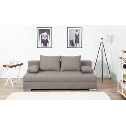 Schlafsofa Collection AB "Tania, B: 194 cm, Liegel. 140x194 cm", hellgrau, B:194cm H:70cm T:90cm, 100%Polyester, Sofas, Schlafsofa, komfortabler Sitzkomfort: Federkern-Polsterung, inklusive R&uuml;ckenkissen