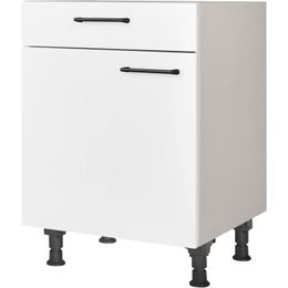 Unterschrank Nobilia "MIAMI", Ausrichtung w&auml;hlbar, vormontiert, in den Breiten 30, 45 und", front: schwarzbeton korpus: seidengrau, B:60cm H:87cm T:58,3cm, Schr&auml;nke, Unterschrank, 60 cm Breite, mit h&ouml;henverstellbaren Sockelf&uuml;&szlig;en, vormontiert