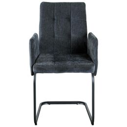 Mid.you Armlehnstuhl, Dunkelgrau, Metall, Textil, C-Form, 52x91x59.5 cm, Esszimmer, St&uuml;hle, Esszimmerst&uuml;hle, Armlehnenst&uuml;hle