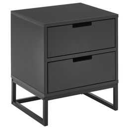 Novel Nachtschrank, Anthrazit, Schwarz, Metall, Holzwerkstoff, 2 Schublade(n) Schubladen, 47.6x53.1x40 cm, Bsci, Typenauswahl, Schlafzimmer, Nachttische