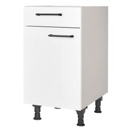 Unterschrank Nobilia "MIAMI", Ausrichtung w&auml;hlbar, vormontiert, in den Breiten 30, 45 und", front: seidengrau korpus: seidengrau, B:45cm H:87cm T:58,3cm, Schr&auml;nke, Unterschrank, 60 cm Breite, mit h&ouml;henverstellbaren Sockelf&uuml;&szlig;en, vormontiert