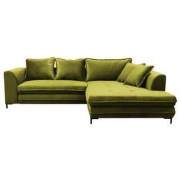 P & B Eckschlafsofa, Hellgr&uuml;n, Metall, 4-Sitzer, F&uuml;llung: Schaumstoff, 277x187 cm, Made in EU, R&uuml;cken echt, Armteil rechts, Wohnzimmer, Sofas & Couches, Schlafsofas, Schlafsofas mit Bettkasten