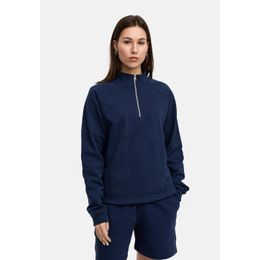 Sweatshirt DAILY COTTON "Daily Cotton Sweatshirt OVERSIZE HALF-ZIP", M&auml;dchen, Gr. XS, navy washed, Obermaterial: 100% Baumwolle CO., Sweatshirts Sweatshirt