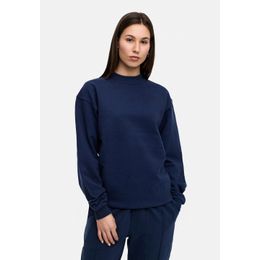 Sweatshirt DAILY COTTON "Daily Cotton Sweatshirt OVERSIZE CREW-NECK PULLOVER", M&auml;dchen, Gr. L, blau (navy washed), Obermaterial: 100% Baumwolle CO., Rundhals, Sweatshirts Sweatshirt