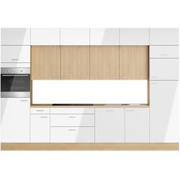 K&uuml;chenzeile KOCHSTATION, B:360cm H:247cm T:60cmk&uuml;che: wei&szlig;, korpus: eiche hell, arbeitsplatte: eiche hell, Komplettk&uuml;chen-Sets, "KS-Lucy wahlweise