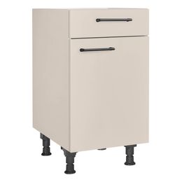 Unterschrank Nobilia "MIAMI", Ausrichtung w&auml;hlbar, vormontiert, in den Breiten 30, 45 und", front: sand korpus: sand, B:45cm H:87cm T:58,3cm, Schr&auml;nke, Unterschrank, 60 cm Breite, mit h&ouml;henverstellbaren Sockelf&uuml;&szlig;en, vormontiert