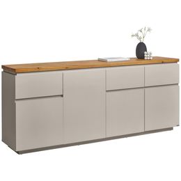 Novel Sideboard, Eiche, Kaschmir, Holz, Holzwerkstoff, Eiche, vollmassiv, 4 F&auml;cher, 3 Schublade(n) Schubladen, 195x82x42 cm, Bsci, Holzm&ouml;bel, Kleinm&ouml;bel Holz, Holzkommoden, Sideboards Holz