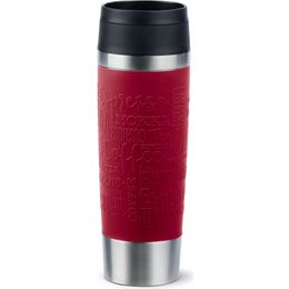 Thermobecher Emsa "Travel Mug Classic, mit 360-Trink&ouml;ffnung, auslaufsicher, rutschfest", rot (dunkelrot), H:24,2cm &Oslash;:8cm, Edelstahl, Kunststoff, Silikon, Trinkgef&auml;&szlig;e, Thermobecher, 4h hei&szlig;, 8h kalt - 360 ml / 6h hei&szlig;, 12h kalt - 500 ml, 100% dicht