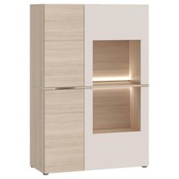 Ti`me Ti'me Vitrine, Eiche, Sand, Glas, Holzwerkstoff, 6 F&auml;cher, 94.9x138x41 cm, Wohnzimmer, Wohnw&auml;nde, Vitrinenschr&auml;nke