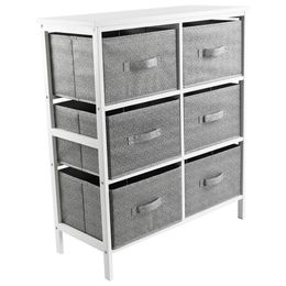 CARRYHOME Kommode, Grau, Wei&szlig;, Holz, Textil, Karton, Holzwerkstoff, Kiefer, massiv, 6 Schublade(n) Schubladen, 70x80x30 cm, Typenauswahl, stehend, in verschiedenen Gr&ouml;&szlig;en erh&auml;ltlich, Wohnzimmer, Kommoden & Sideboards, Kommoden