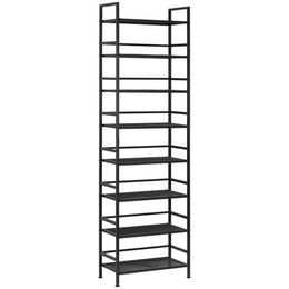 PBJ Schuhregal, Schwarz, Metall, 8 F&auml;cher, 59x196x30 cm, Garderobe, Schuhaufbewahrung, Schuhregale