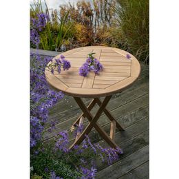 Gardenson Gartentisch, Teak, Holz, Teakholz, rund, 70x75x70 cm, klappbar, platzsparend, Holzm&ouml;bel, Holztische, Gartentische Holz
