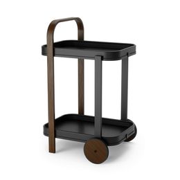 Umbra Servierwagen, Schwarz, Walnuss, Metall, 44x80x50 cm, abnehmbares Tablett, einfacher Aufbau, Esszimmer, Barm&ouml;bel, Barwagen