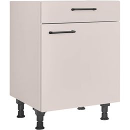 Unterschrank Nobilia "MIAMI", Ausrichtung w&auml;hlbar, vormontiert, in den Breiten 30, 45 und", front: sand korpus: sand, B:60cm H:87cm T:58,3cm, Schr&auml;nke, Unterschrank, 60 cm Breite, mit h&ouml;henverstellbaren Sockelf&uuml;&szlig;en, vormontiert
