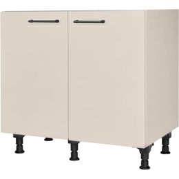 Sp&uuml;lenschrank Nobilia "MIAMI", vormontiert, mit h&ouml;henverstellbaren Sockelf&uuml;&szlig;en", beige (front: sand korpus: sand), B:90cm H:87cm T:58,3cm, Schr&auml;nke, Sp&uuml;lenschrank, Breite 90 cm
