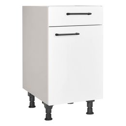 Unterschrank Nobilia "MIAMI", Ausrichtung w&auml;hlbar, vormontiert, in den Breiten 30, 45 und", front: seidengrau korpus: seidengrau, B:45cm H:87cm T:58,3cm, Schr&auml;nke, Unterschrank, 60 cm Breite, mit h&ouml;henverstellbaren Sockelf&uuml;&szlig;en, vormontiert
