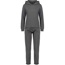 alife and kickin Loungeanzug ALIFE & KICKIN "Damen Loungewear Set, Jogginganzug", Damen, Gr. L, iron gate, 95% Baumwolle, 5% Elasthan, Rundhals, Homewear-Sets
