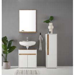 Badm&ouml;bel-Set Home Affaire "CITY/ GIRON, Bad im zeitlosen Design, 3-teiliges Badezimmer", wei&szlig;, B:114cm H:114cm T:34cm, Holzwerkstoff, Kastenm&ouml;bel-Sets, Badm&ouml;bel-Set, Badschr&auml;nke und Spiegel, in zwei Farben verf&uuml;gbar, viel Stauraum