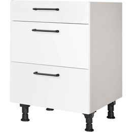Unterschrank Nobilia "MIAMI", vormontiert, mit h&ouml;henverstellbaren Sockelf&uuml;&szlig;en, in den", front: schwarzbeton korpus: seidengrau, B:60cm H:87cm T:58,3cm, Schr&auml;nke, Unterschrank, Breiten 30, 45, 60 und 90 cm, mit Schubkasten und Ausz&uuml;gen