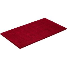 Badematte Vossen "Exclusive" Gr. 2, rot (rubin), H:20mm, Baumwolle, Badematten, Badematte, Badteppich, Uni-Farben, Karo Muster, Hoch-Tief Effekt, reine Baumwolle