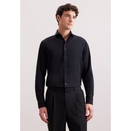 Businesshemd Seidensticker "Schwarze Rose", Herren, Gr. M (39), normale &Auml;rmell&auml;ngen, schwarz, 91% Baumwolle, 9% Elasthan, unifarben, regular fit, 2-Knopf-Manschette, Hemden, Regular 1/1 Kentkragen Uni
