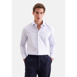 Businesshemd Seidensticker "Schwarze Rose", Herren, Gr. S (37), normale &Auml;rmell&auml;ngen, mittelblau, 100% Baumwolle, Strukturmuster, slim fit, 2-Knopf-Manschette, Hemden, Slim 1/1 Kentkragen Struktur