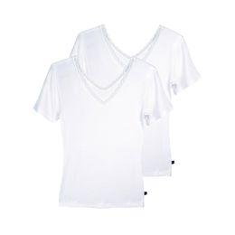like it! Unterhemd LIKE IT "2er Pack T-Shirt Jessy", Damen, Gr. L, N-Gr, wei&szlig;, Obermaterial: 95% Modal CMD. 5% Elasthan EL., Unterhemden Unterhemd