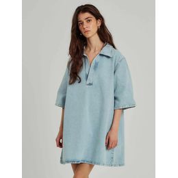 Jerseykleid NORR "NORR Dress Hannali", Damen, Gr. 36, light blau wash, Obermaterial: 100% Baumwolle, Kleider Jerseykleid