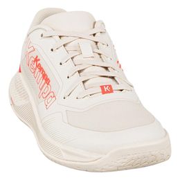 Hallenschuh Kempa "Hallen-Sport-Schuhe Kourtfly Three W", Damen, Gr. 10, beige, fluo rot, Obermaterial: 100% Textilmaterial TEXMAT., Schuhe Hallenschuh