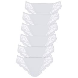 String Nina von C. "6er Pack String Silver Edition", Damen, Gr. 36, wei&szlig;, Obermaterial: 86% Polyamid PA. 14% Elasthan EL., Unterhosen String