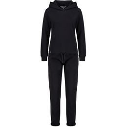 alife and kickin Loungeanzug ALIFE & KICKIN "Damen Loungewear Set, Jogginganzug", Damen, Gr. L, schwarz, 95% Baumwolle, 5% Elasthan, Rundhals, Homewear-Sets