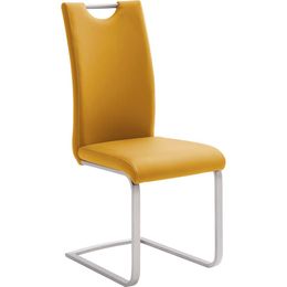 Novel Schwingstuhl, Gelb, Edelstahl, Metall, Textil, Flachrohr, 42x103x55 cm, Stoffauswahl, Typenauswahl, Esszimmer, St&uuml;hle, Esszimmerst&uuml;hle, Schwingst&uuml;hle