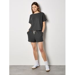 Shorts Apricot "Shorts", Damen, Gr. M (38), N-Gr, grau (dunkelgrau, charcoal), Strick, Obermaterial: 80% Baumwolle CO. 20% Polyester PES., uni, Hosen Shorts, aus Waffelstrick
