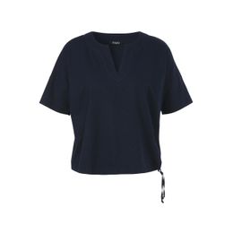 Shirtbluse frapp "frapp Bluse", Damen, Gr. 46, navy, Obermaterial: 52% Leinen LI. 46% Viskose CV. 2% Elasthan EL., Rundhals, Blusen, Gro&szlig;e Gr&ouml;&szlig;en