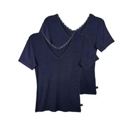 like it! Unterhemd LIKE IT "2er Pack T-Shirt Jessy", Damen, Gr. L, N-Gr, blau (midnight blau), Obermaterial: 95% Modal CMD. 5% Elasthan EL., Unterhemden Unterhemd